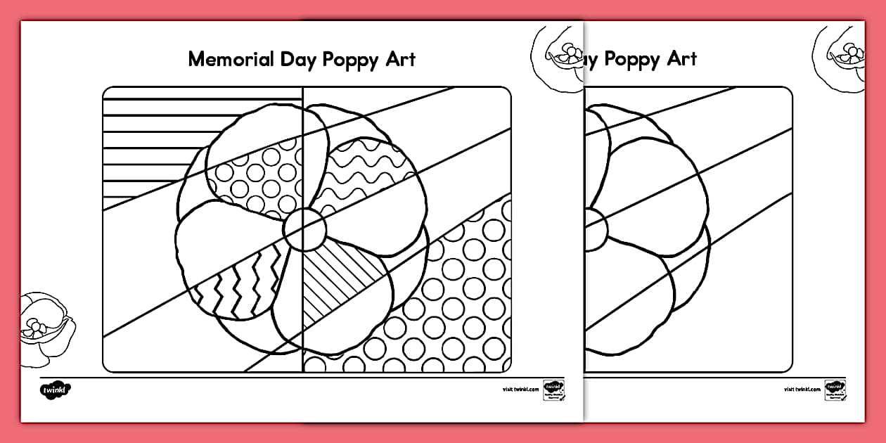 Memorial Day Poppy Art Worksheet