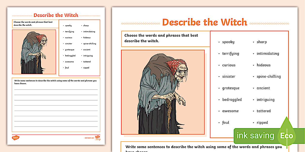 Describe the Witch Worksheet (teacher made) - Twinkl