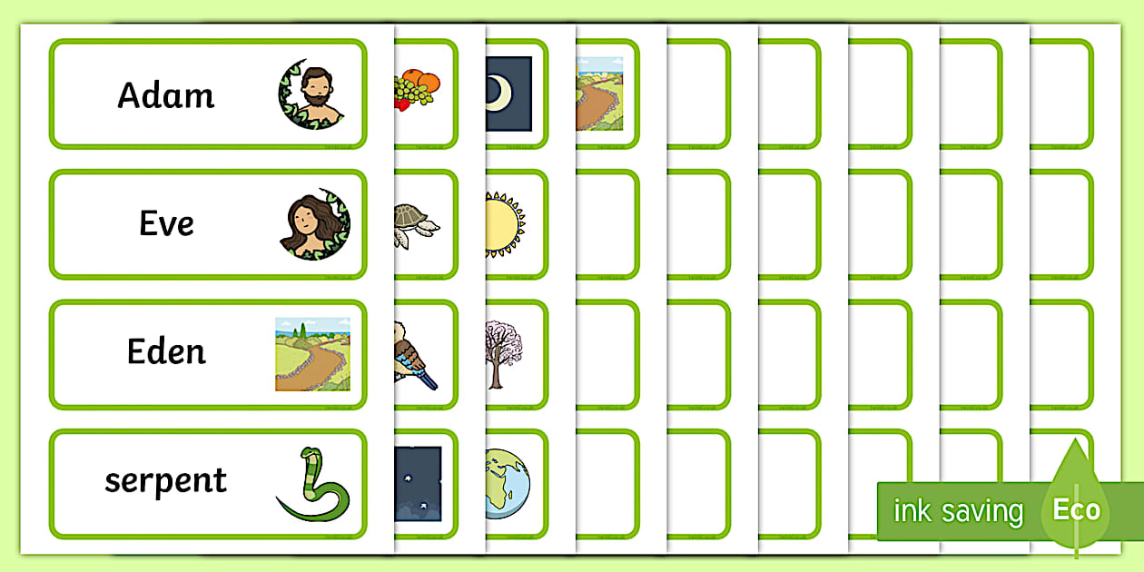 Adam and Eve Creation Story Word Cards - Twinkl