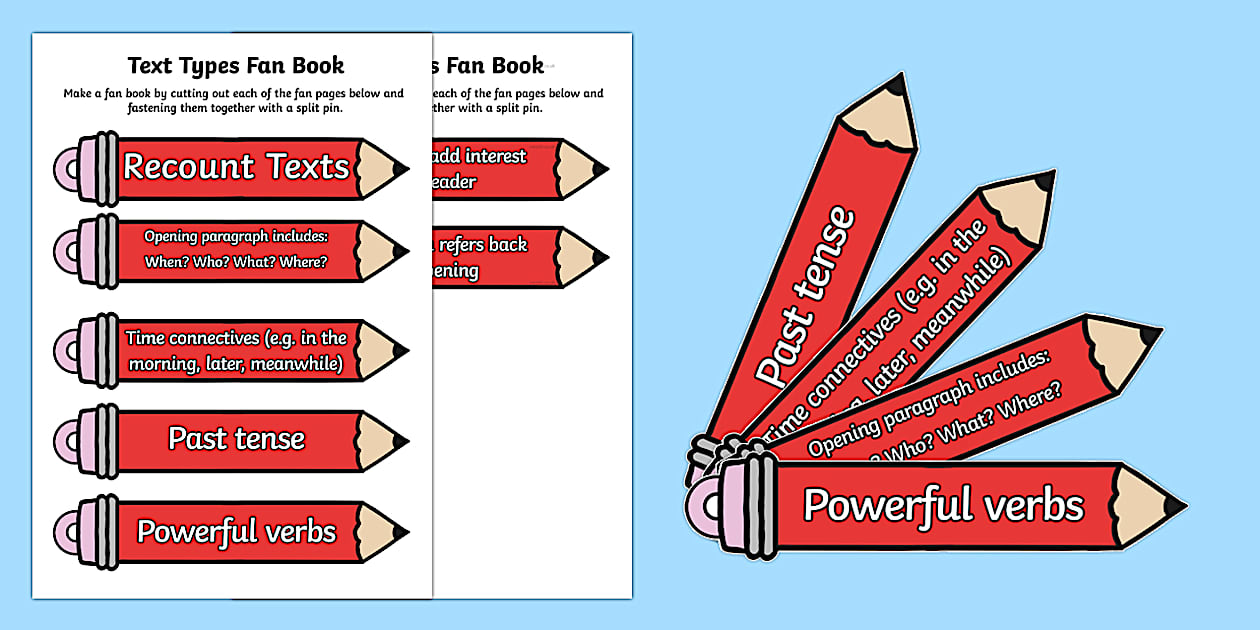 Pencil Themed Recount Writing Prompt Fans (teacher made)