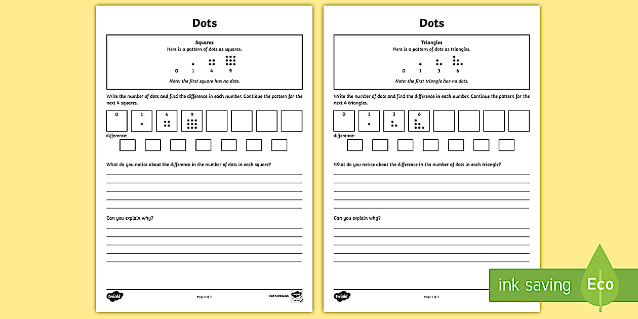 Dots Maths Investigation Worksheet / Worksheet - Twinkl