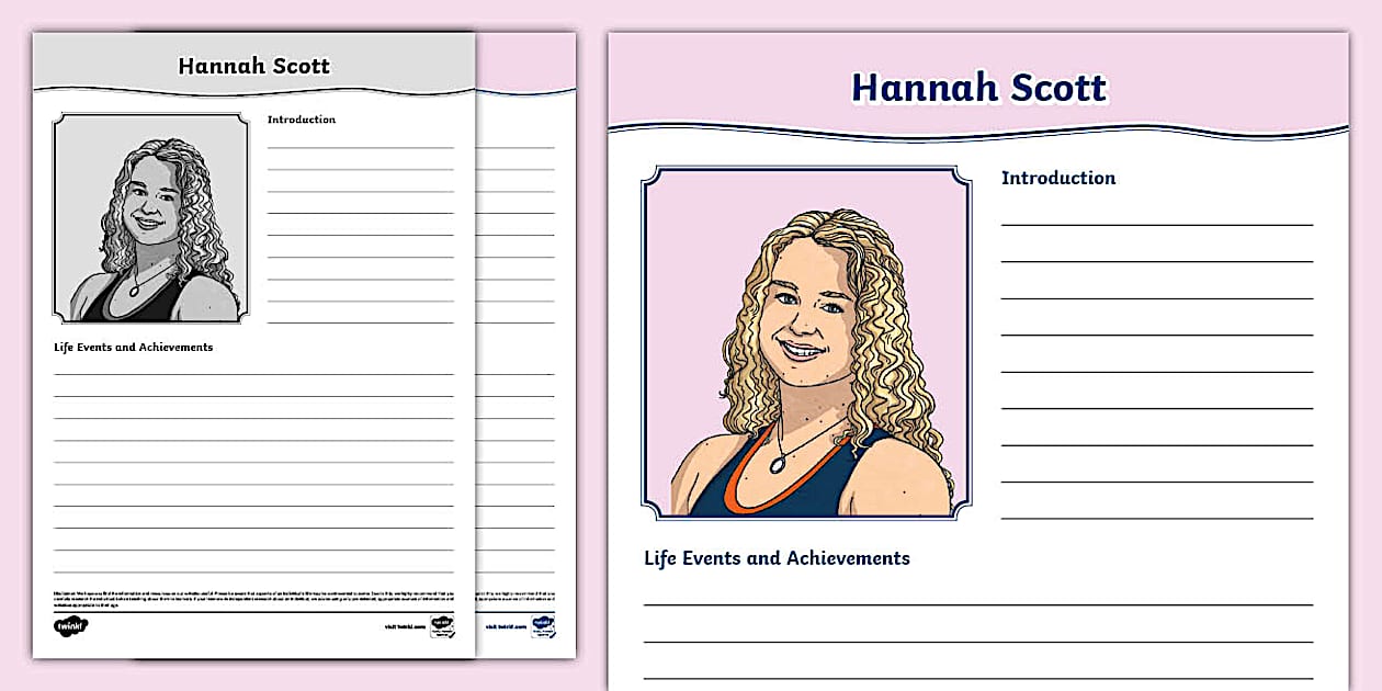 Hannah Scott KS2 Biography Template (Teacher-Made) - Twinkl