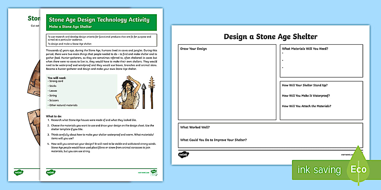 Editable KS2 Stone Age Shelter Activity (teacher made)