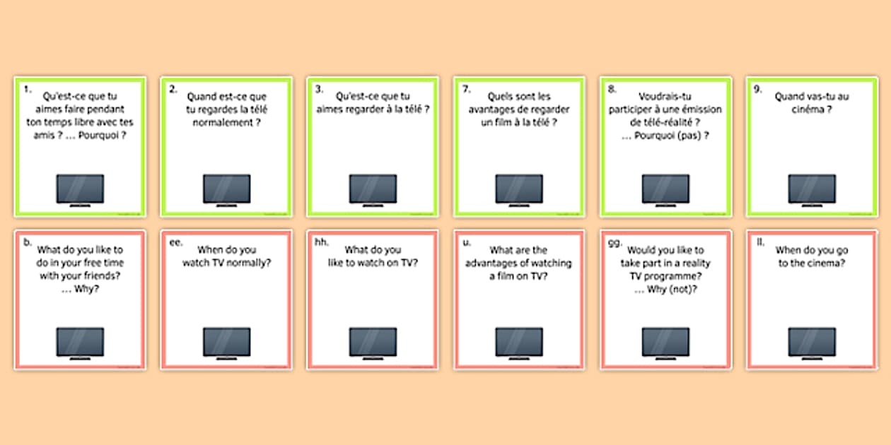 Free-Time Question Pair Cards French (teacher made) - Twinkl