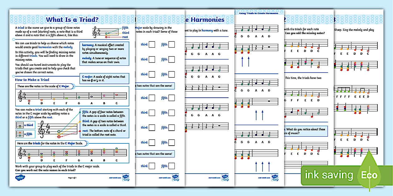 👉 KS2 Completing Triads Music Activity Sheet - Twinkl