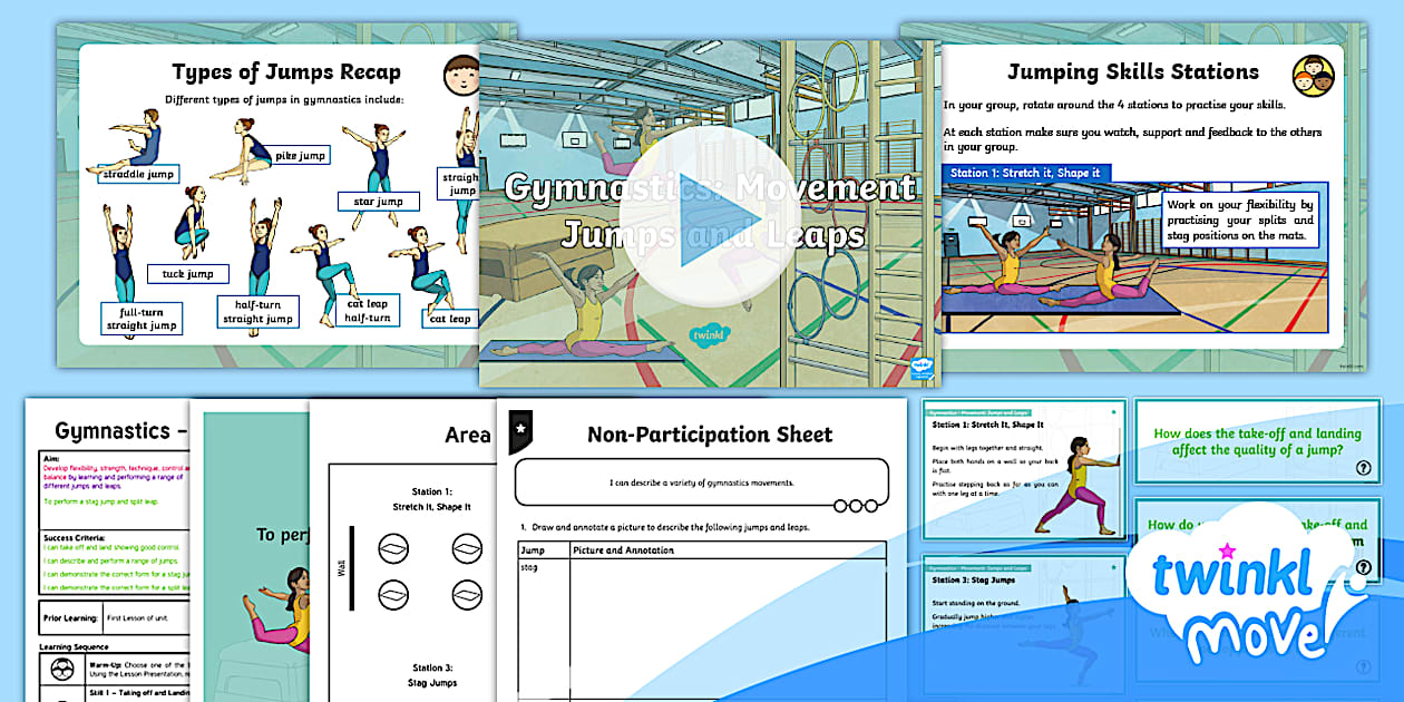 Twinkl Move PE - Year 5 Gymnastics: Movement Lesson 1 - Jumps and Leaps