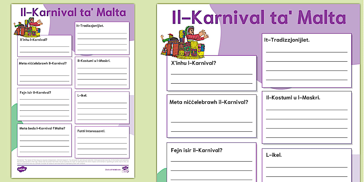 Mudell għall-Kitba: Fajl bil-Fatti u l-Informazzjoni dwar il-Karnival f ...