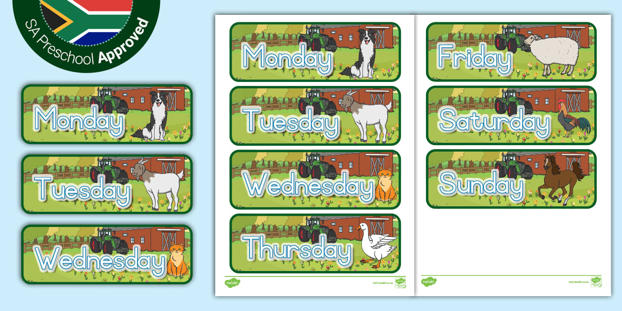 Farm Themed Days of the Week Classroom Display - Twinkl