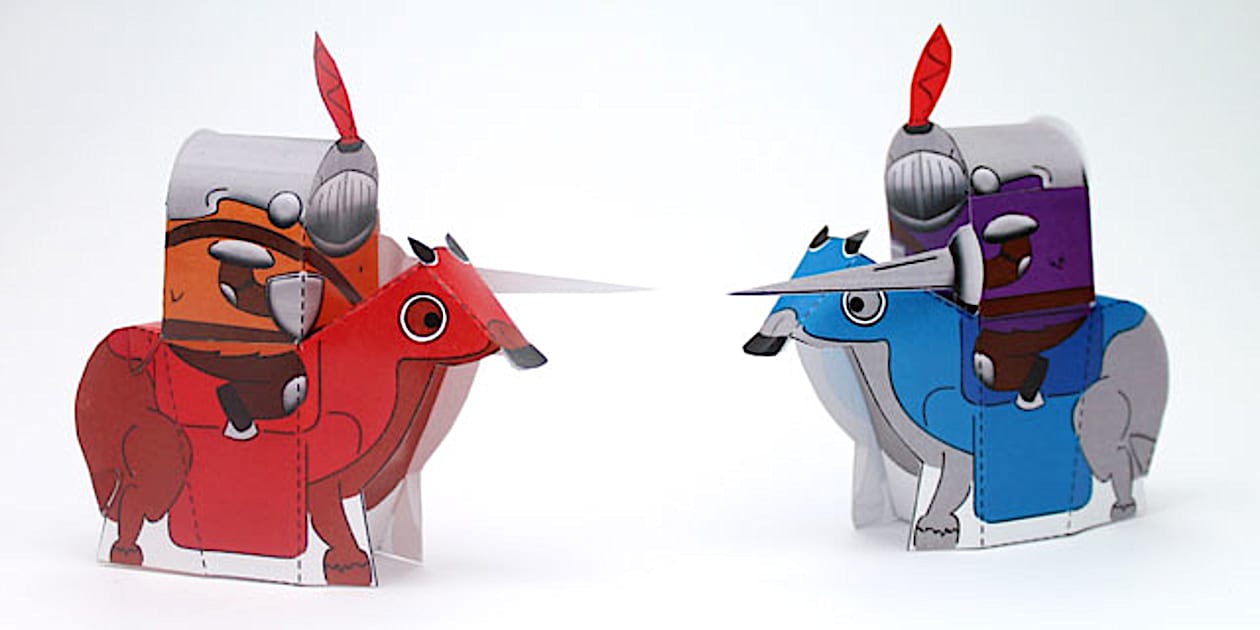 Black and White Jouster Paper Toy (teacher made) - Twinkl