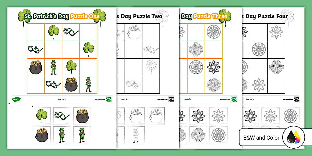 St. Patrick's Day Sudoku for 3rd-5th Grade (teacher made)