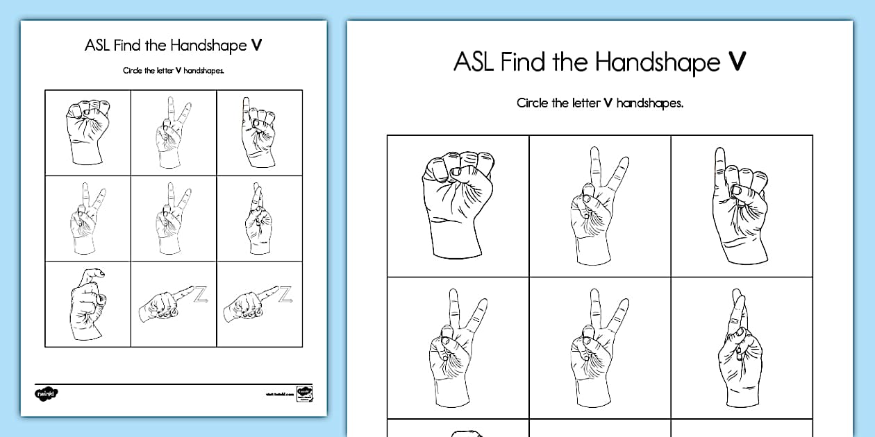 ASL Find the Handshape Letter V (teacher made) - Twinkl