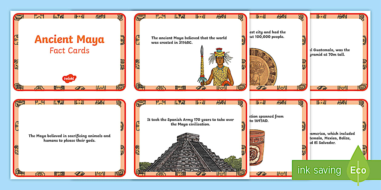Cursive Amazing Maya Civilisation Display Fact Cards