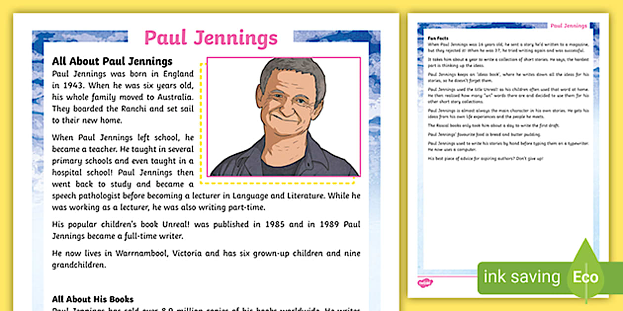 Paul Jennings Fact File | English-Australian Author | Twinkl