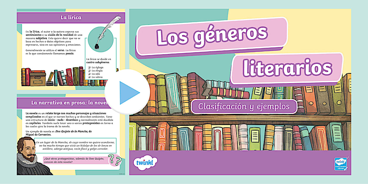 Presentación: Los géneros literarios - Clasificación y ejemplos