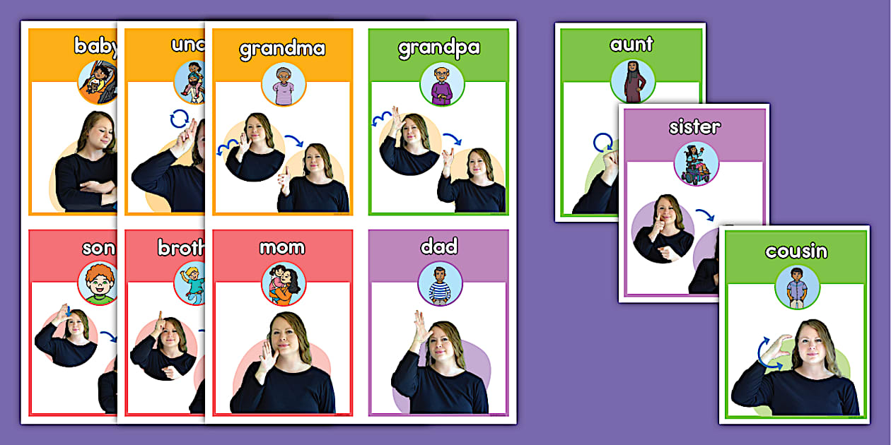 Mother, Aunt, Sister in Sign Language Cards | Twinkl USA