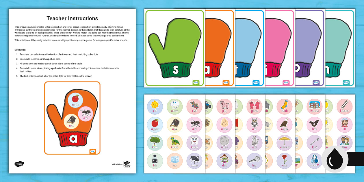 Winter Mittens Phase 2 Phonics Game (teacher made) - Twinkl