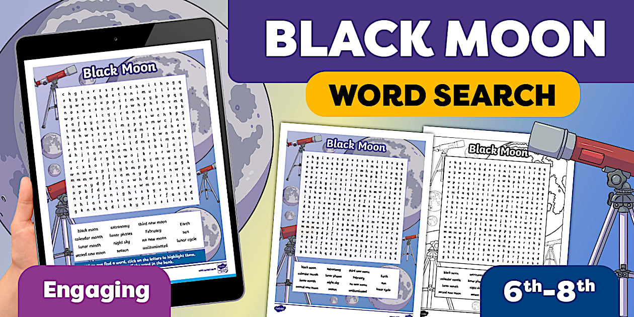 Black Moon Word Search for 6th-8th Grade (teacher made)
