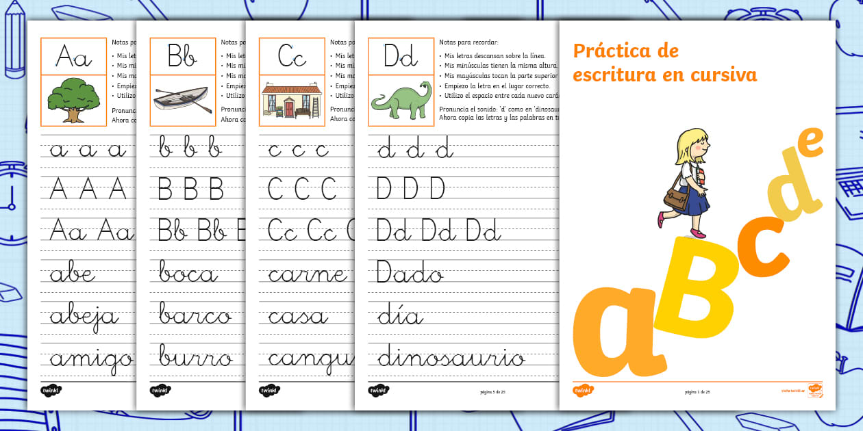 Cuadernillo: práctica de escritura en cursiva - Twinkl