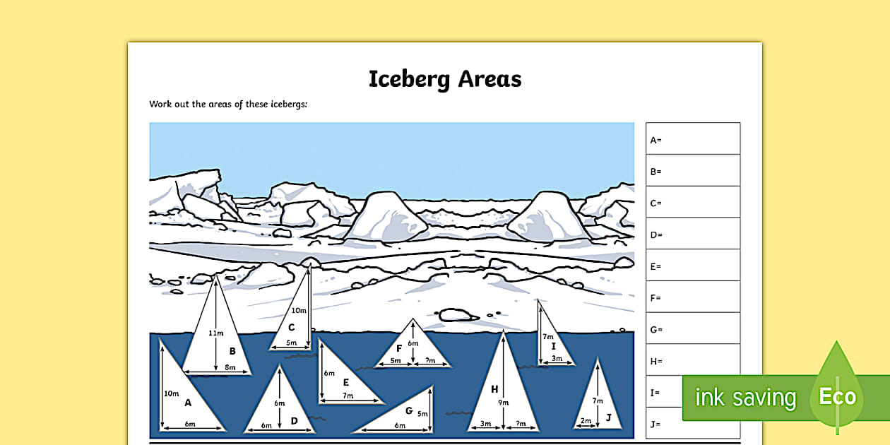 Iceberg Triangle Area Differentiated Worksheets - Twinkl