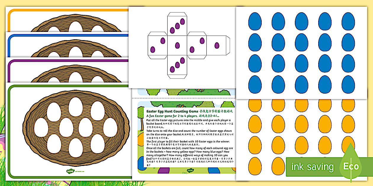 Easter Egg Hunt Counting Game English/Mandarin-Chinese