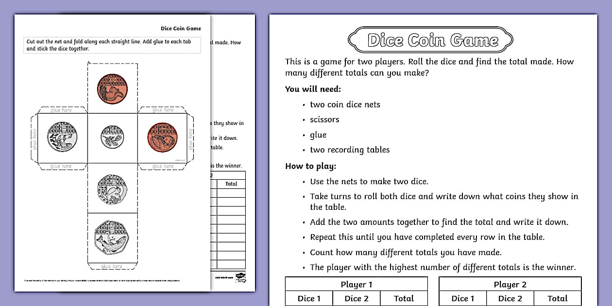 👉 Dice Coin Game | Counting Coins | Twinkl | KS1 | Maths