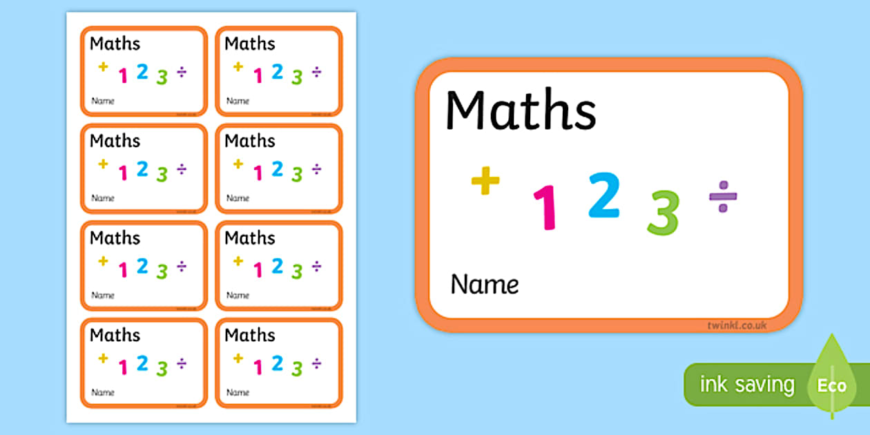 Editable Maths Book Labels (teacher made) - Twinkl