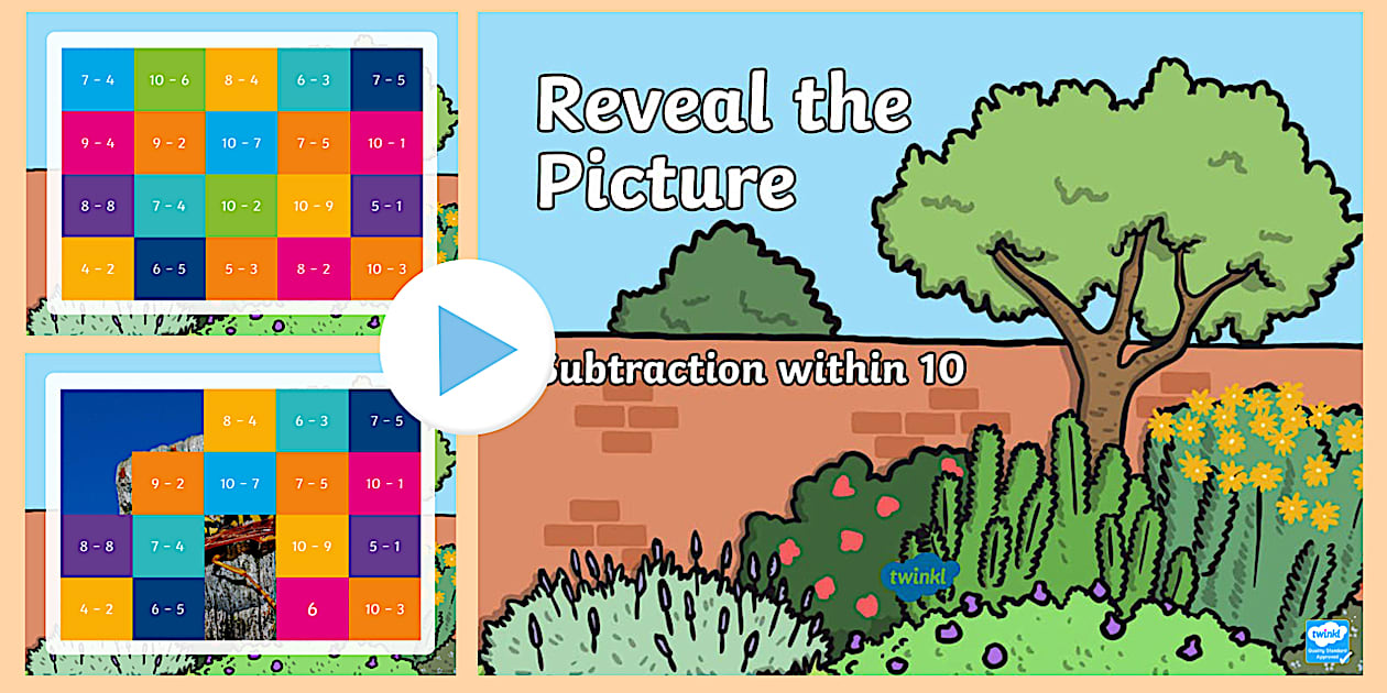 Minibeast Themed Subtraction within 10 Reveal the Picture PowerPoint
