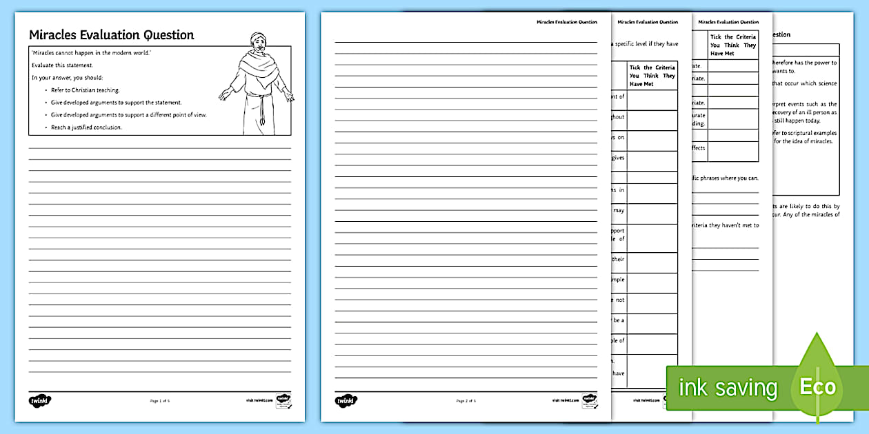 Miracles Exam Questions Pack (teacher made) - Twinkl