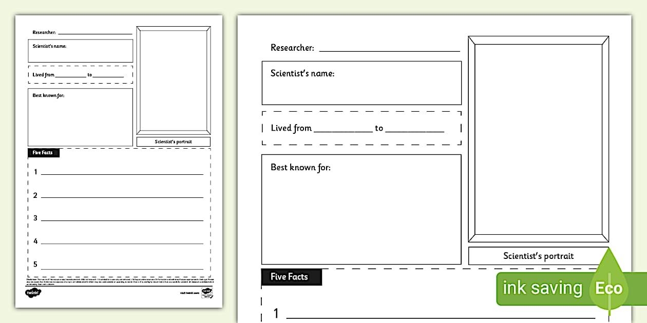Great Scientists Mini Biography Worksheet / Worksheet