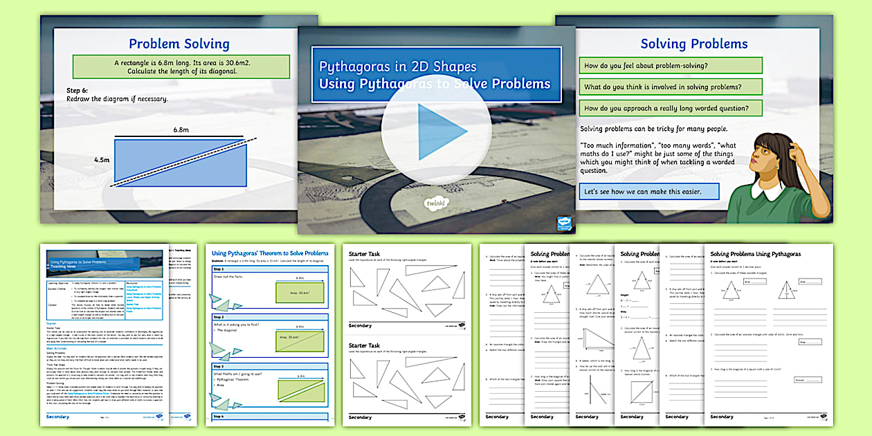 Pythagoras In 2d Shapes Lesson 4 Solving Problems Using Pythagoras