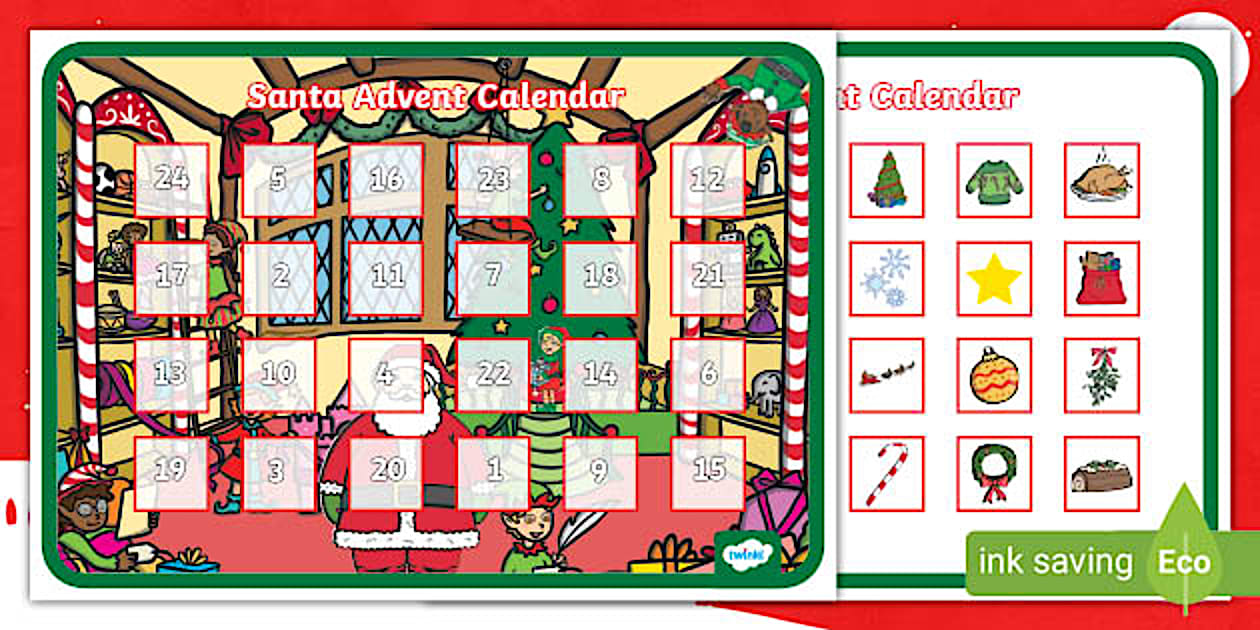 Editable Santa Advent Calendar Activity (teacher made)