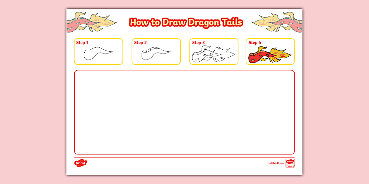 How to Draw Dragons Tails Activity (teacher made) - Twinkl