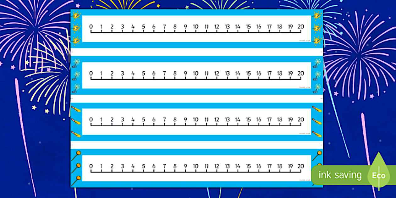 Bonfire Night Themed 0 20 Number Lines - Twinkl