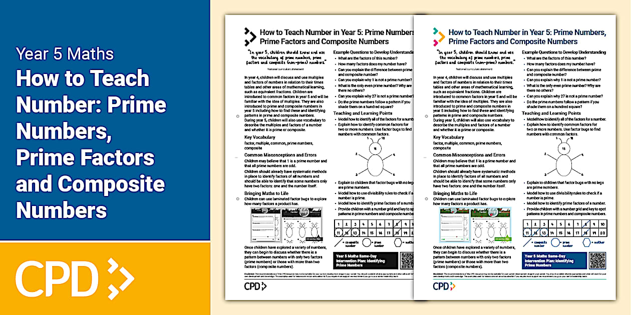 How to Teach Number in Year 5: Prime Numbers, Prime Factors and Composite