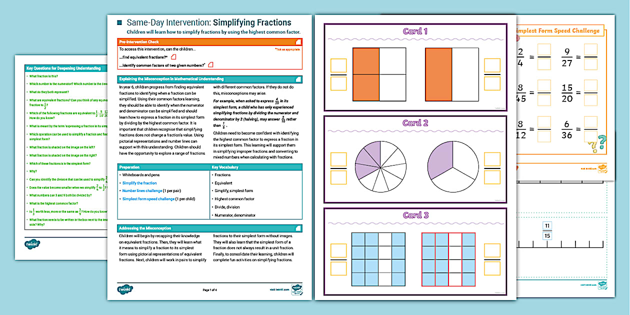 👉 Y6 Maths Same-Day Intervention Plan: Simplifying Fractions