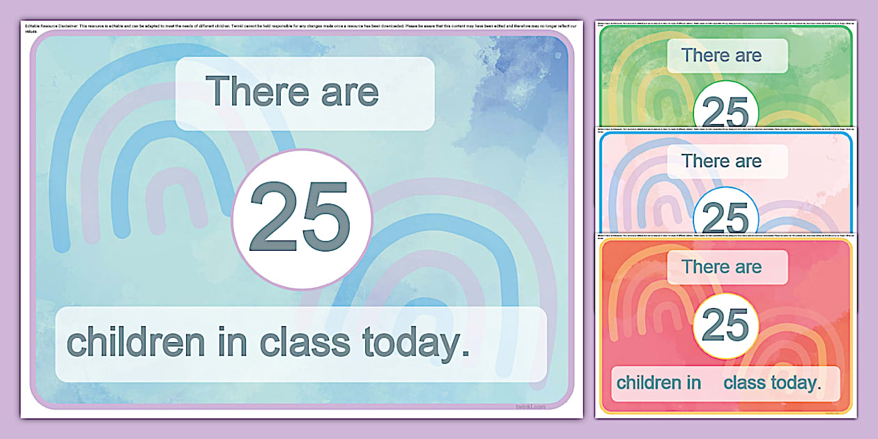 Watercolour-Themed Children in Class Today Editable Poster