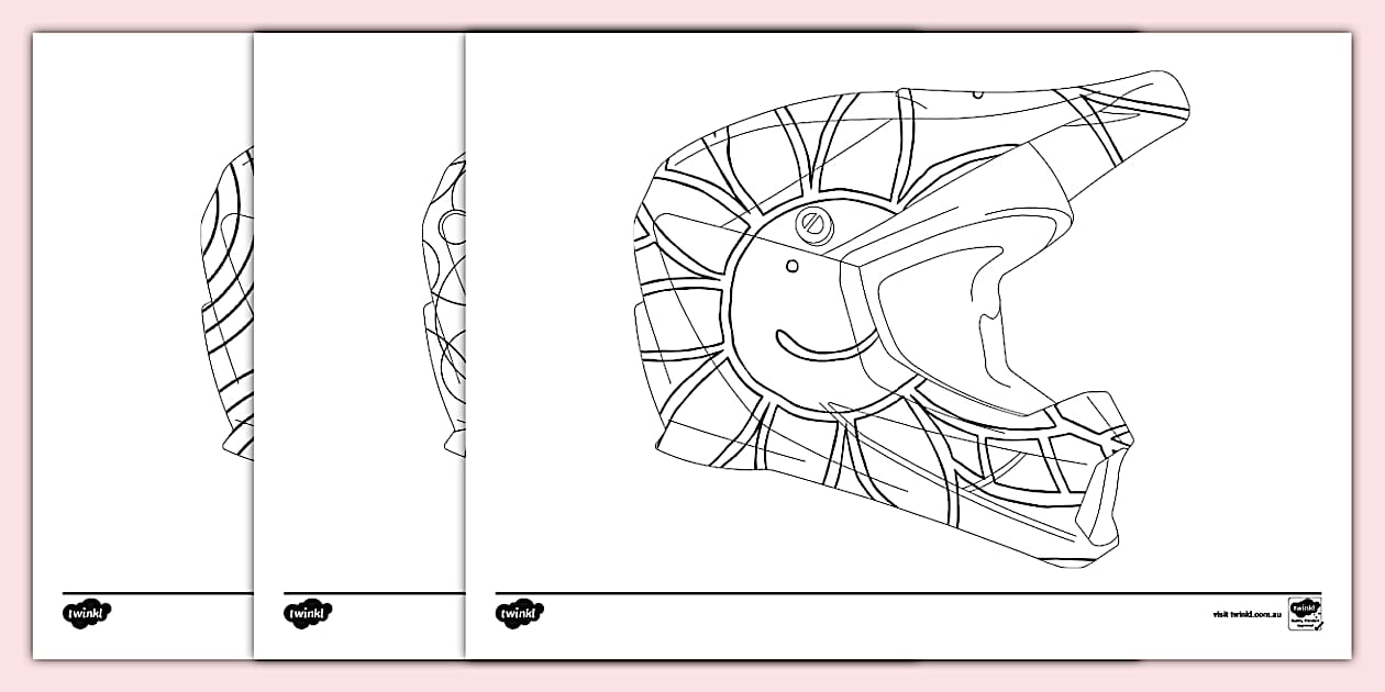 Motocross Patterned Helmets Colouring Sheets (teacher made)