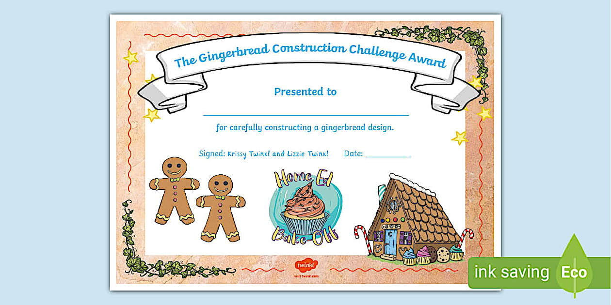Bake-Off Challenge Gingerbread Construction Week Certificate