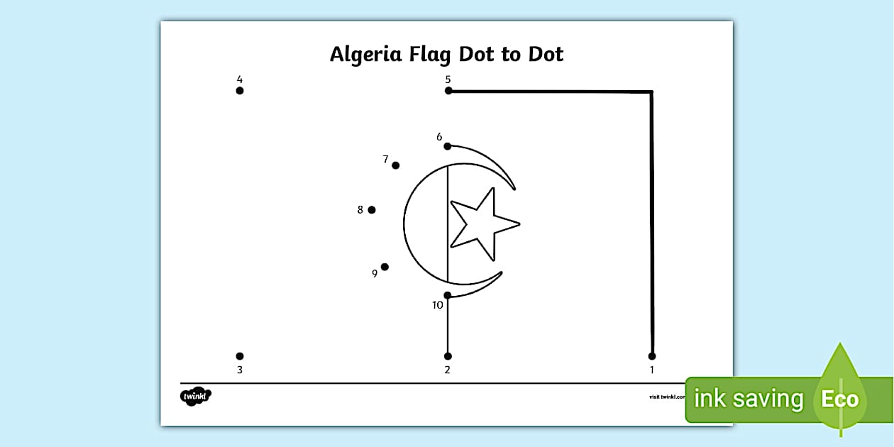 Algeria Flag Dot to Dot Worksheet | Primary Resources