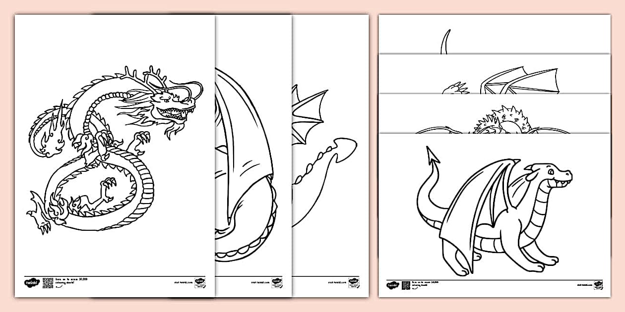 Dragon Coloring Sheets (Teacher-Made) - Twinkl