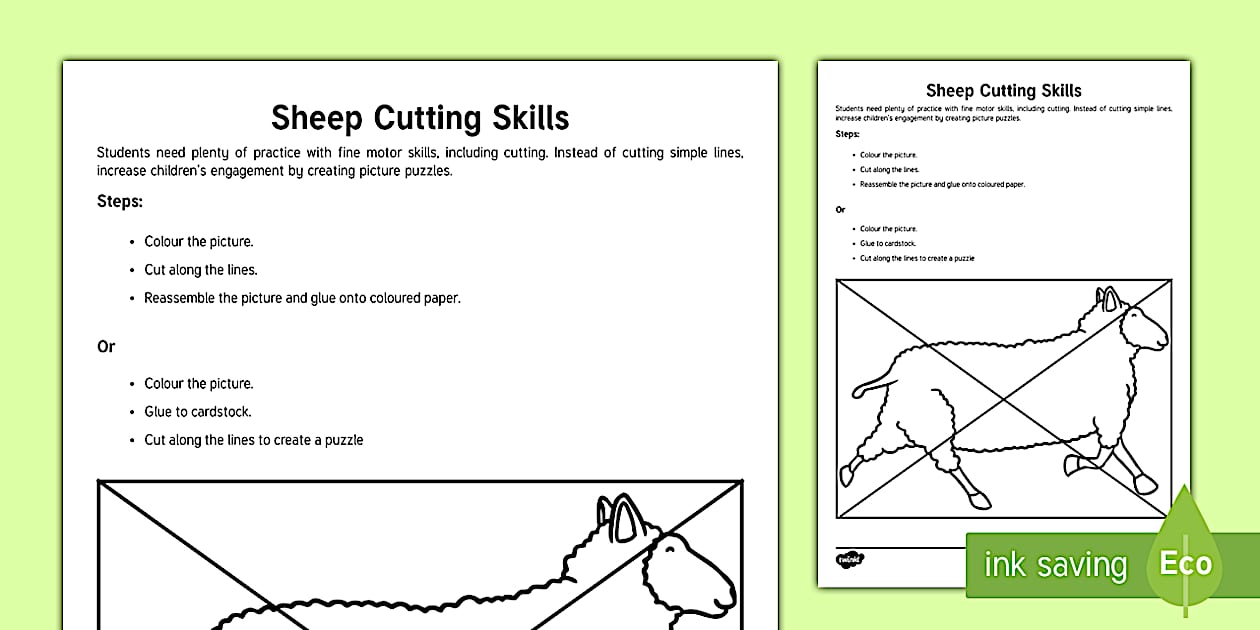 Sheep Themed Cutting Skills Worksheet (teacher made)