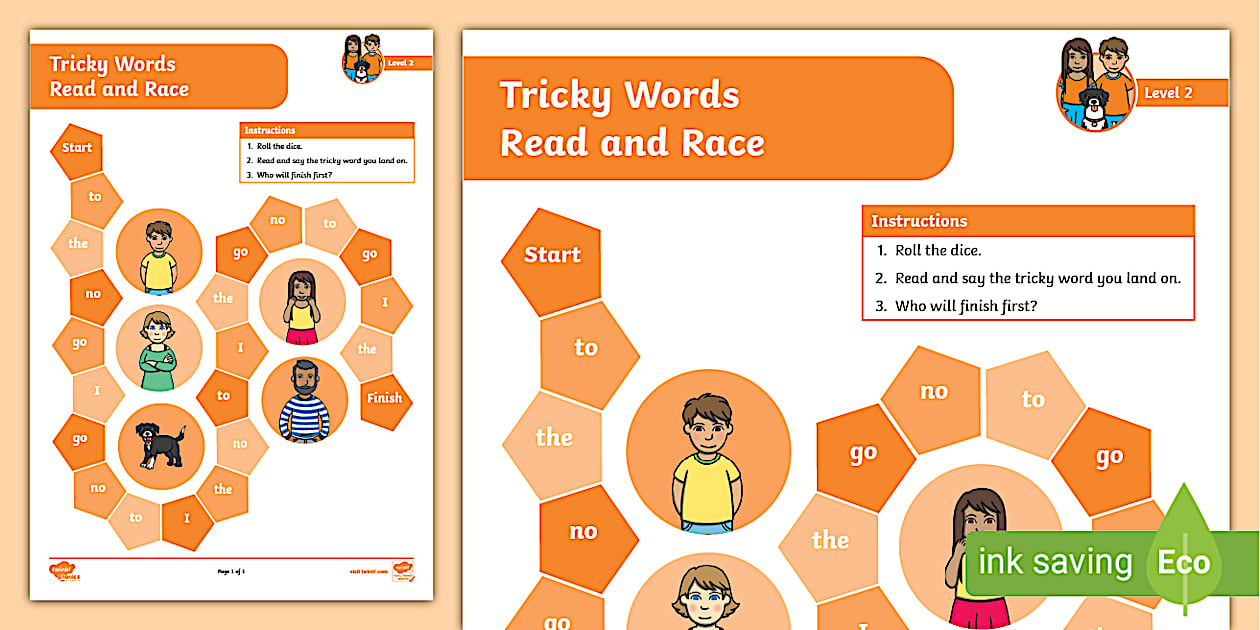 Twinkl Phonics Level 2 Read and Race Tricky Words Game