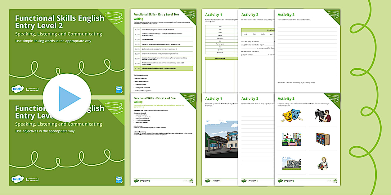 English Functional Skills: Use Adjectives and Linking Words
