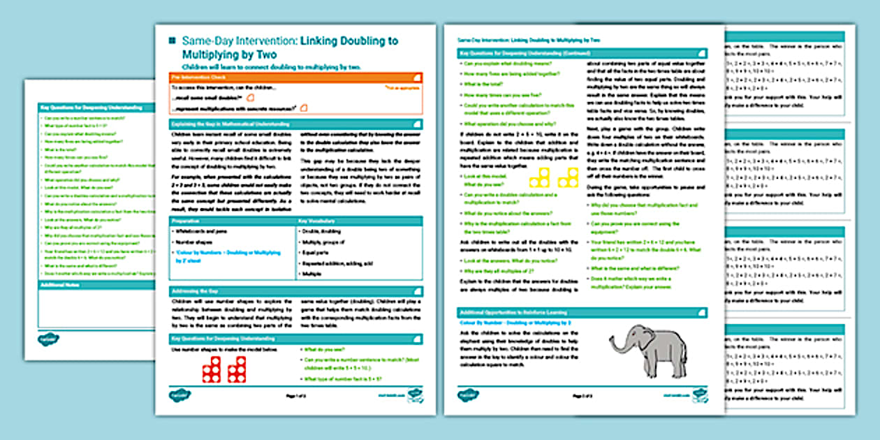 👉 Y2 Same-Day Maths Intervention: Doubling & Multiplying by 2