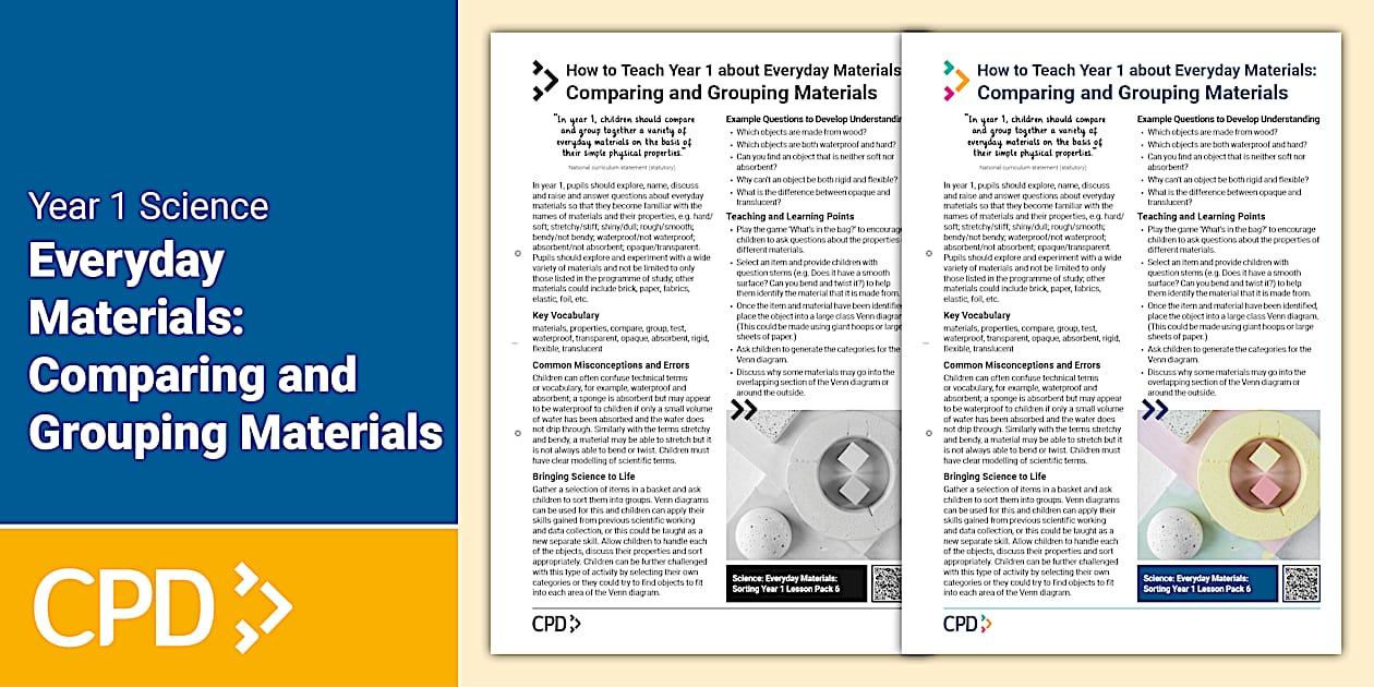 How to Teach Year 1 about Everyday Materials: Comparing and Grouping ...