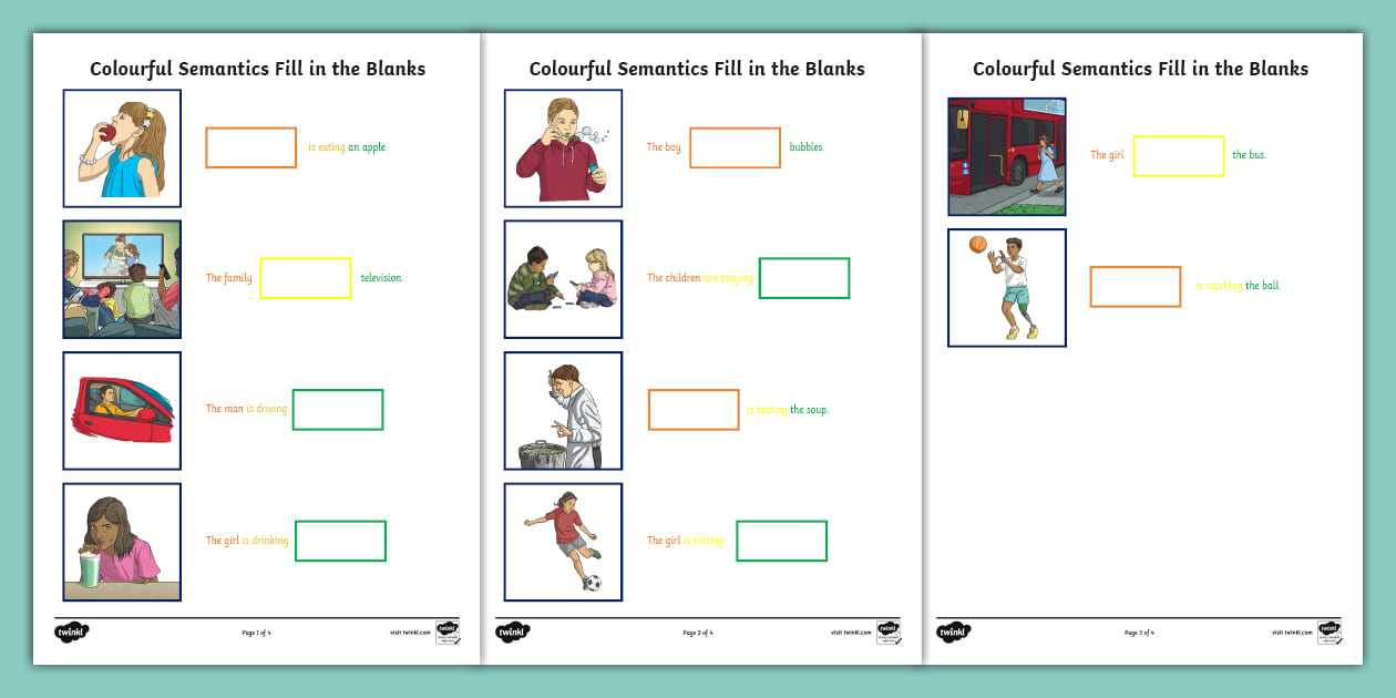 Colourful Semantics Fill the Blanks Who?+What doing+What?