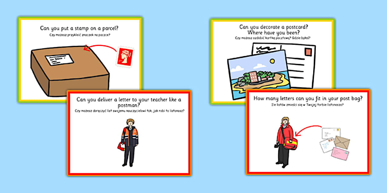 Challenge Cards Post Office Polish Translation - Twinkl