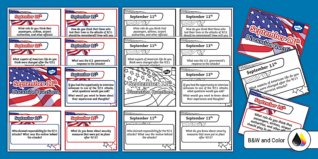 Questions on 9 11 | Discussion Cards | Twinkl USA - Twinkl