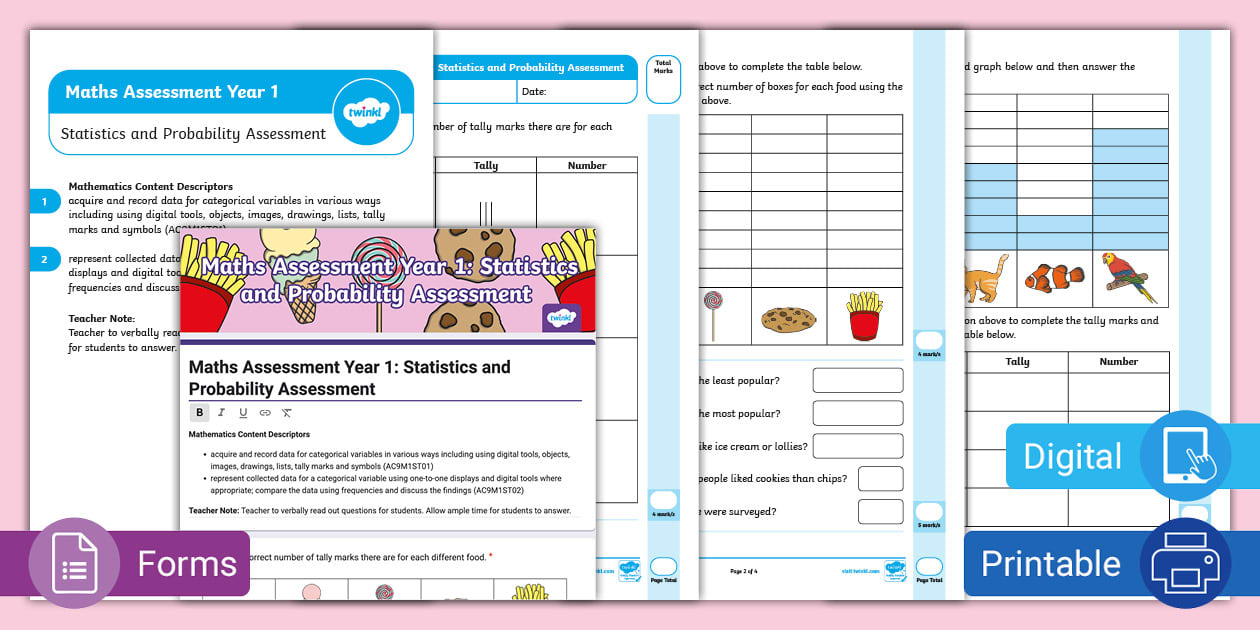 Year One Statistics and Probability Assessment - Twinkl