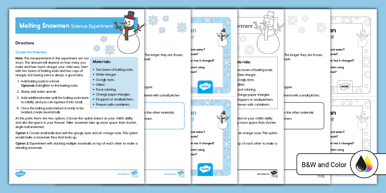 Melting Snowmen Science Experiment for K-2nd Grade - Twinkl